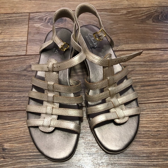 Clarks | Shoes | New Gold Clark Sandals | Poshmark